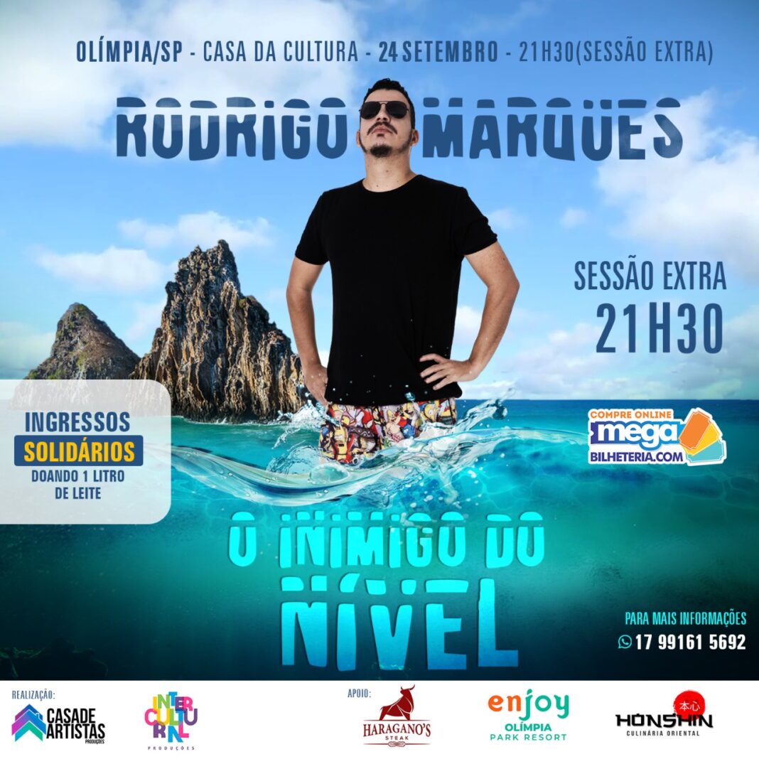 Olímpia recebe o humorista Rodrigo Marques nesta sexta (24) | Diário de Olímpia