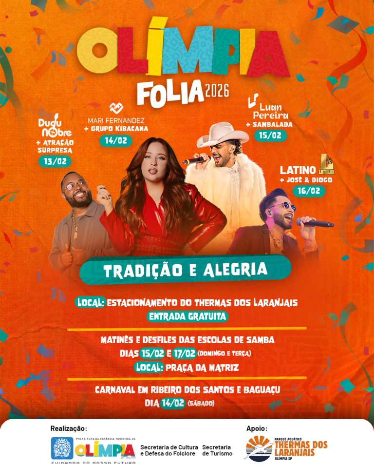 Olímpia Folia 2026 terá Dudu Nobre, Mari Fernandez, Luan Pereira e ...